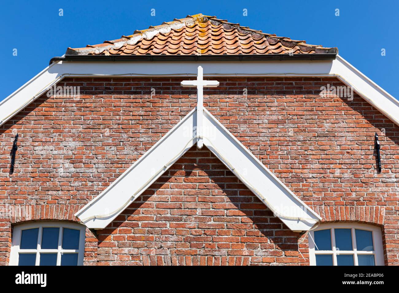 Cross on the gable of the old island church from 1826, detail, Westdorf ...