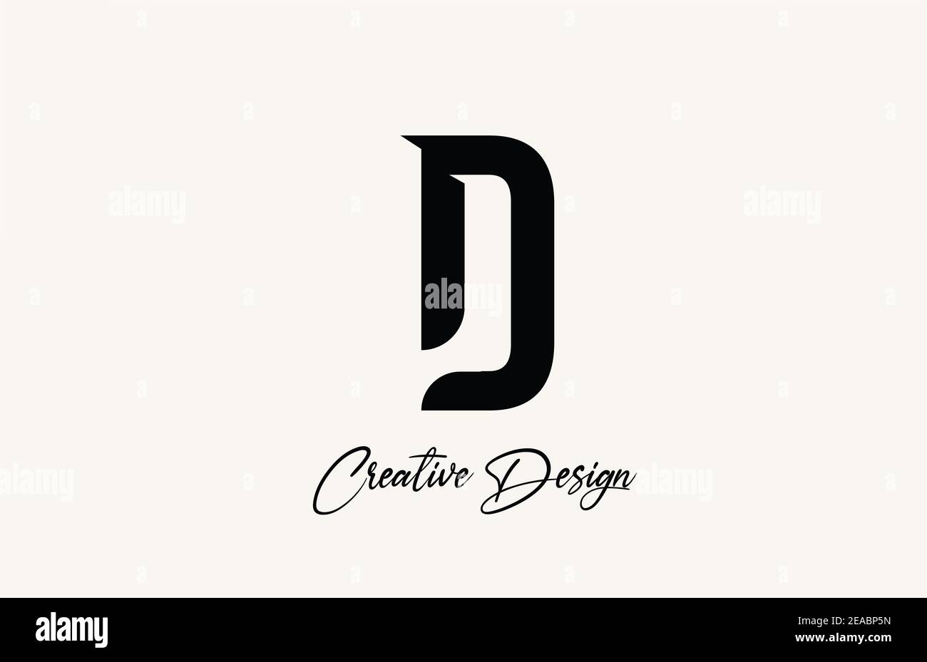 D simple black and white alphabet letter logo icon design. Lettering ...