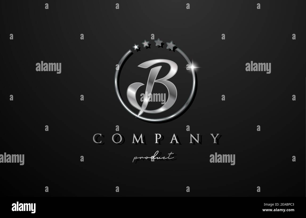 B silver metal alphabet letter logo for company and corporate. Metallic ...