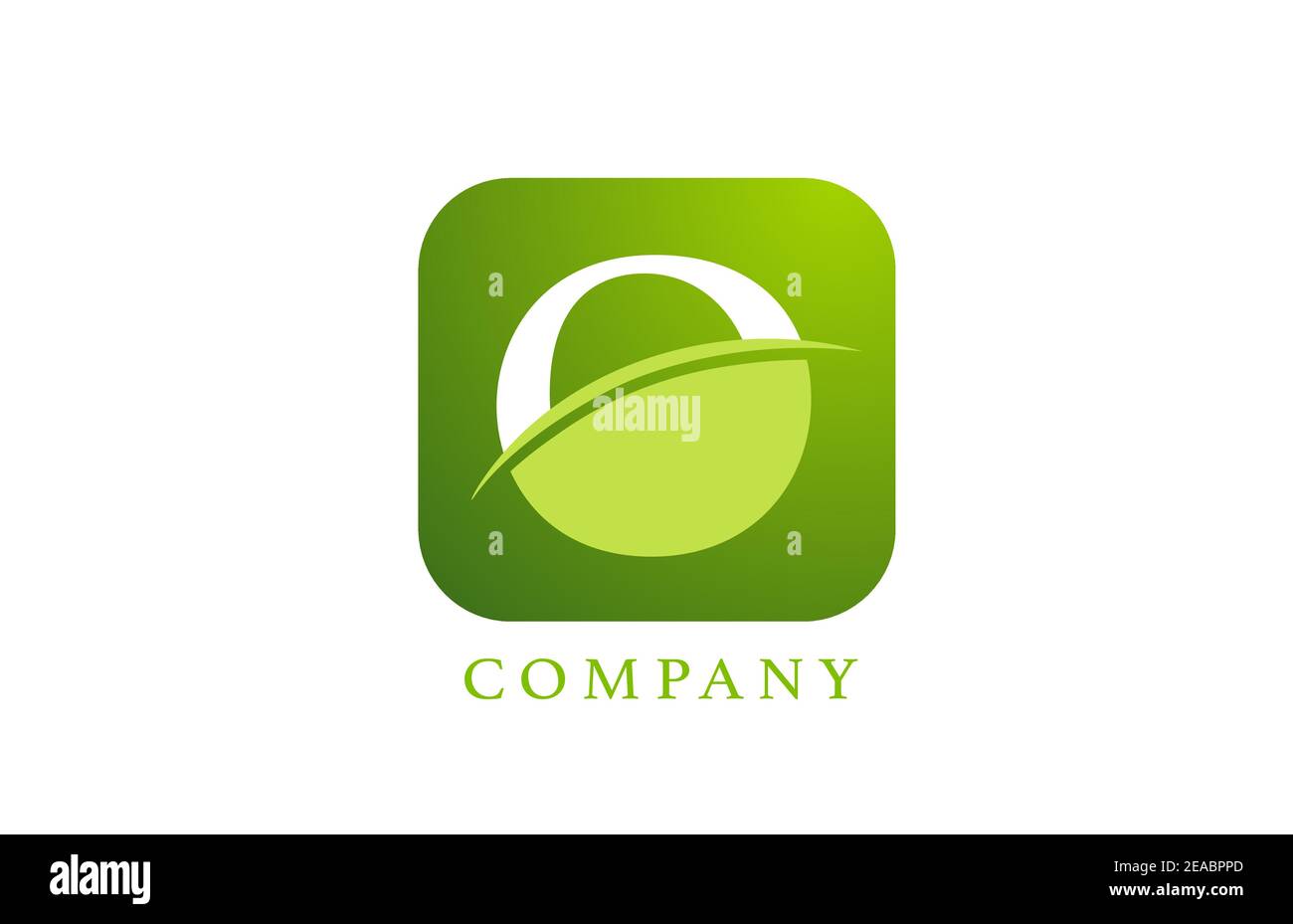 O alphabet letter logo for company and corporate in green colour ...