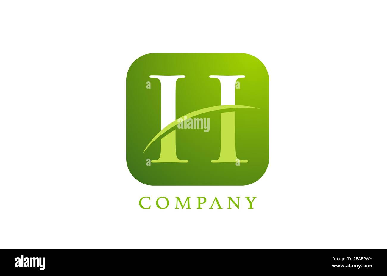 H alphabet letter logo for company and corporate in green colour ...