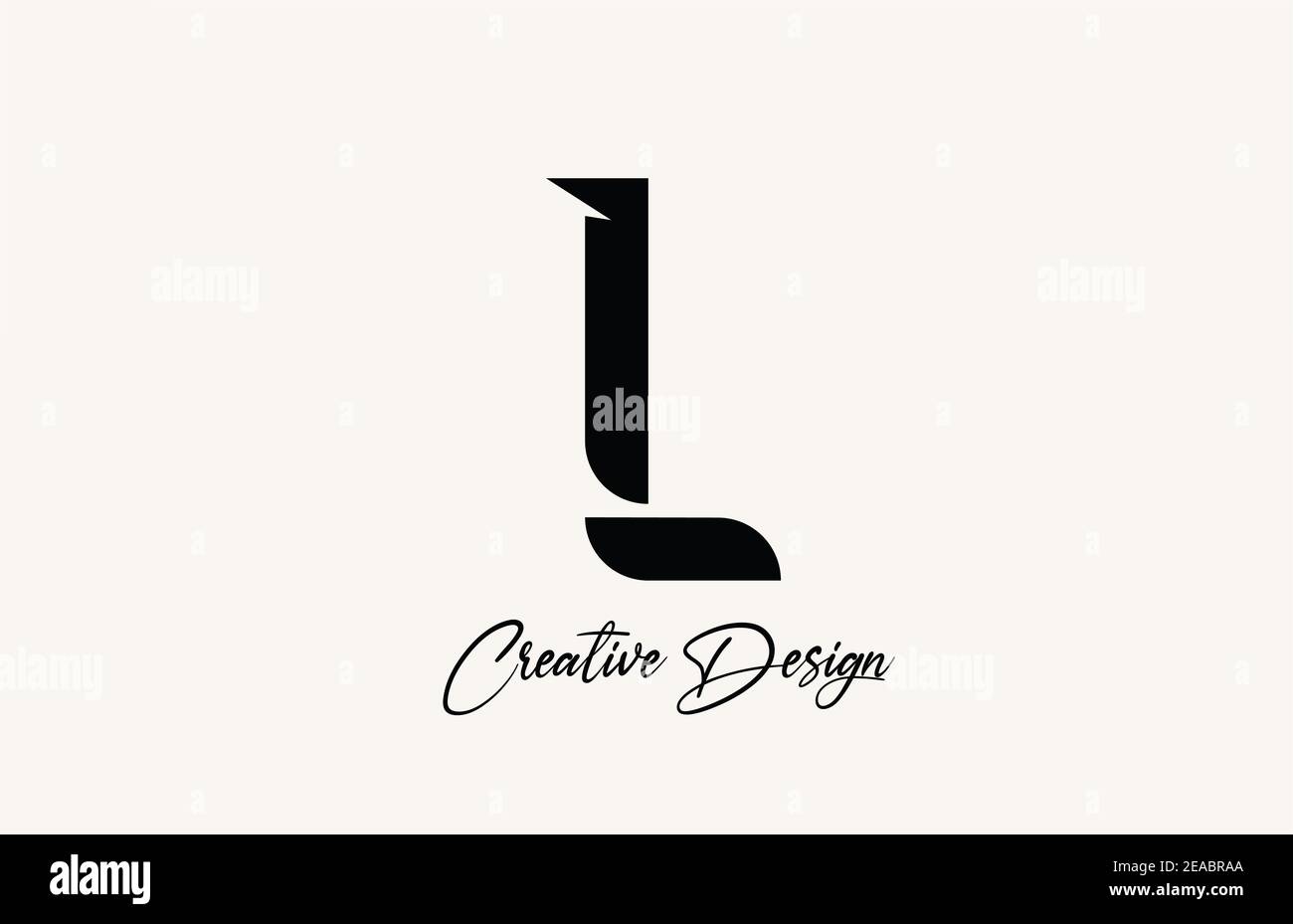 L simple black and white alphabet letter logo icon design. Lettering ...