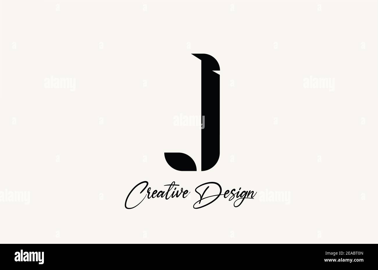 J simple black and white alphabet letter logo icon design. Lettering ...