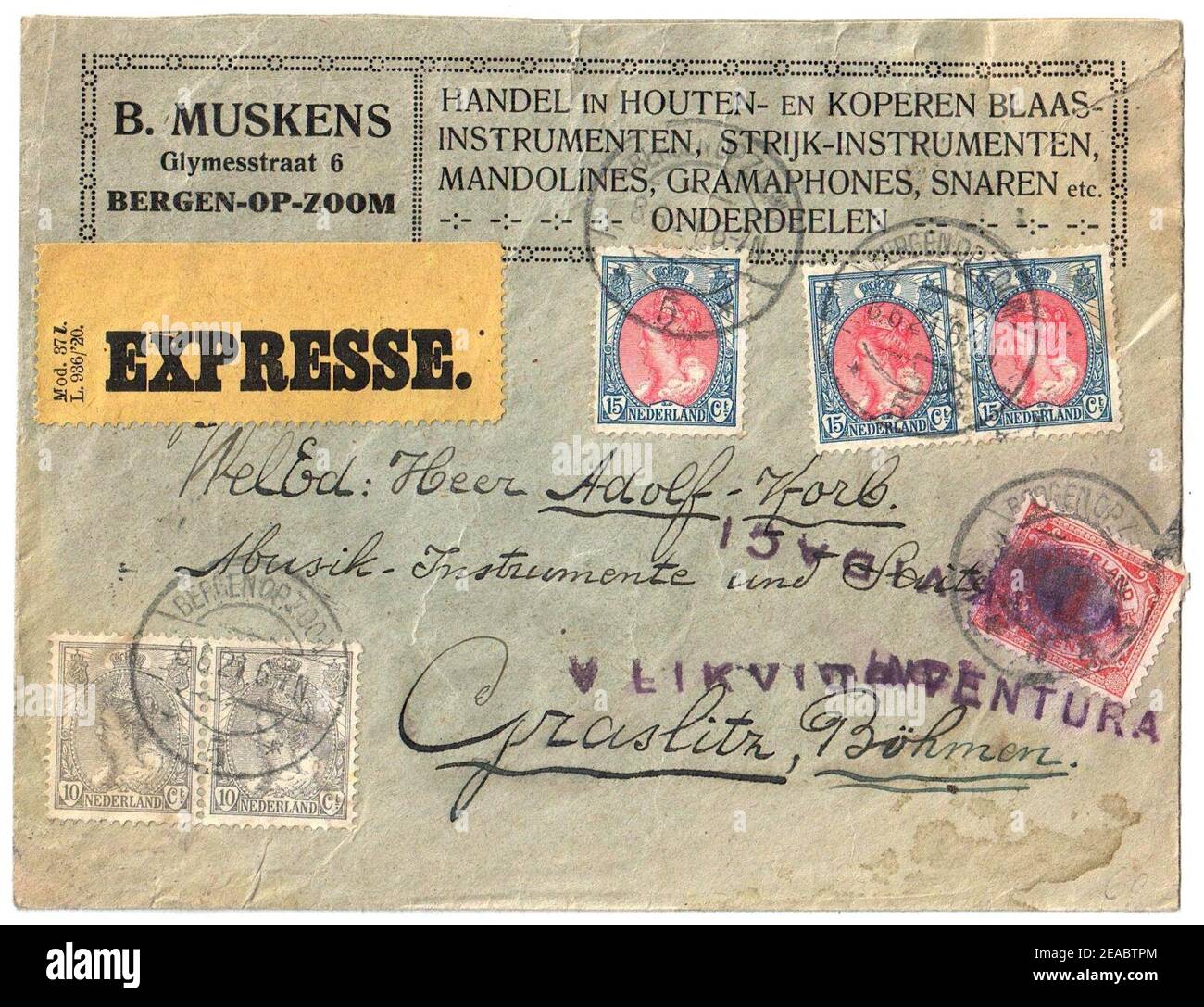 Netherlands 1921-06-08 express cover Stock Photo - Alamy