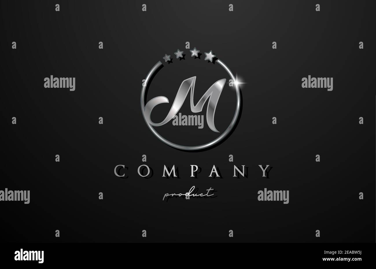 M silver metal alphabet letter logo for company and corporate. Metallic ...