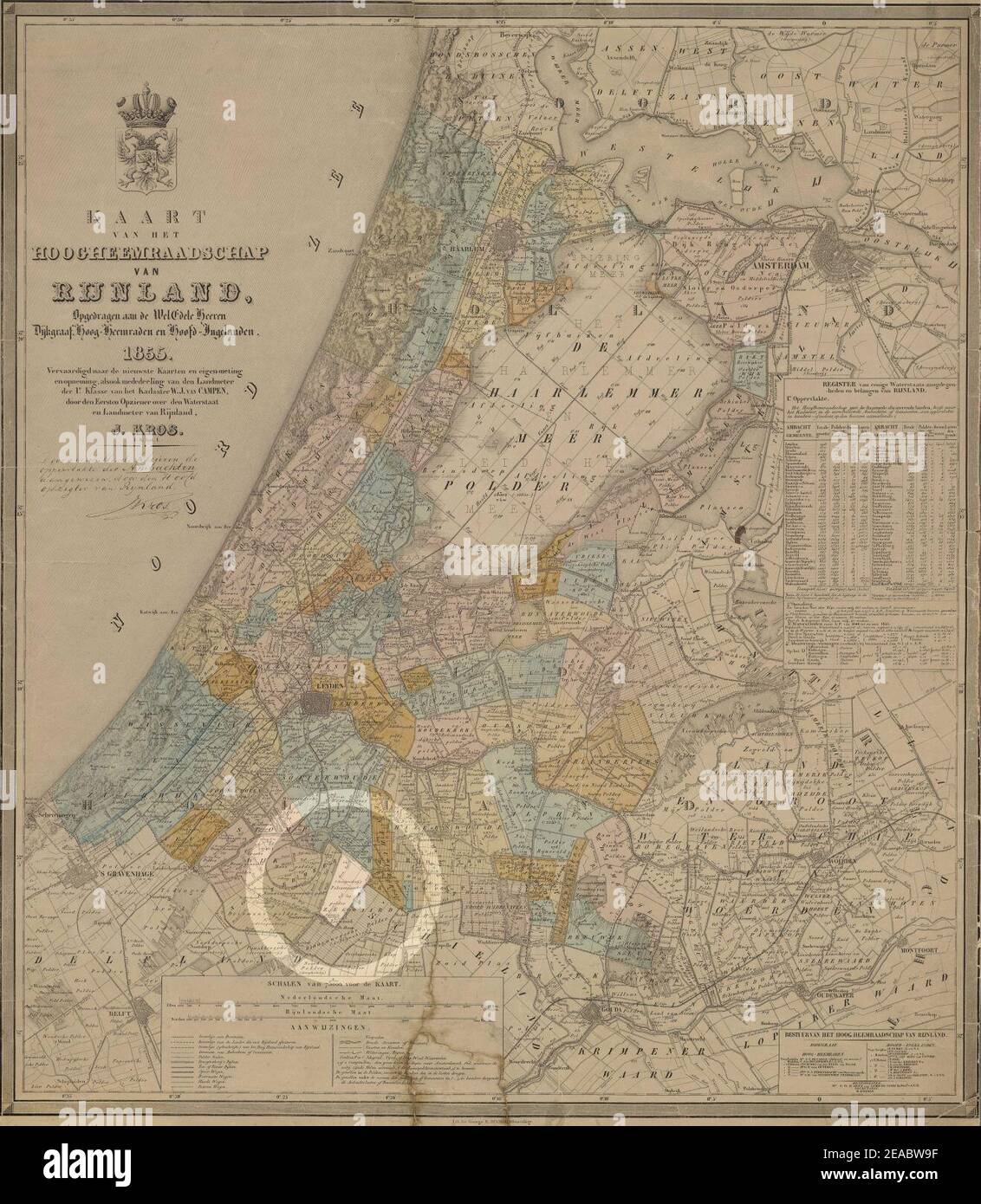 Netherlands, Zoetermeer, Palensteinse polder, map of 1855 Stock Photo ...