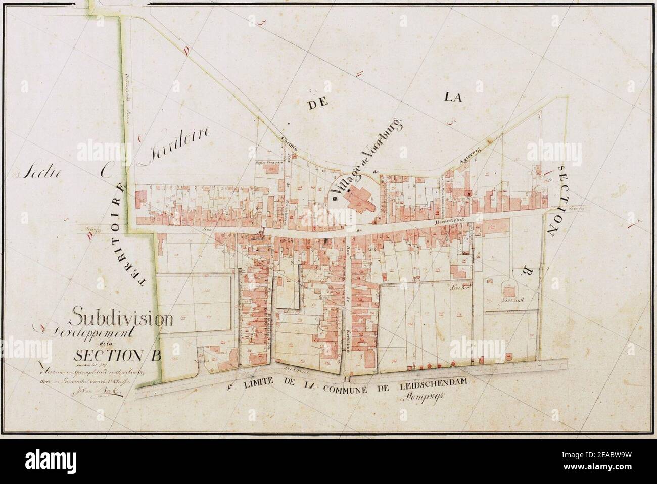 Netherlands, Voorburg, map of 1819 Stock Photo - Alamy