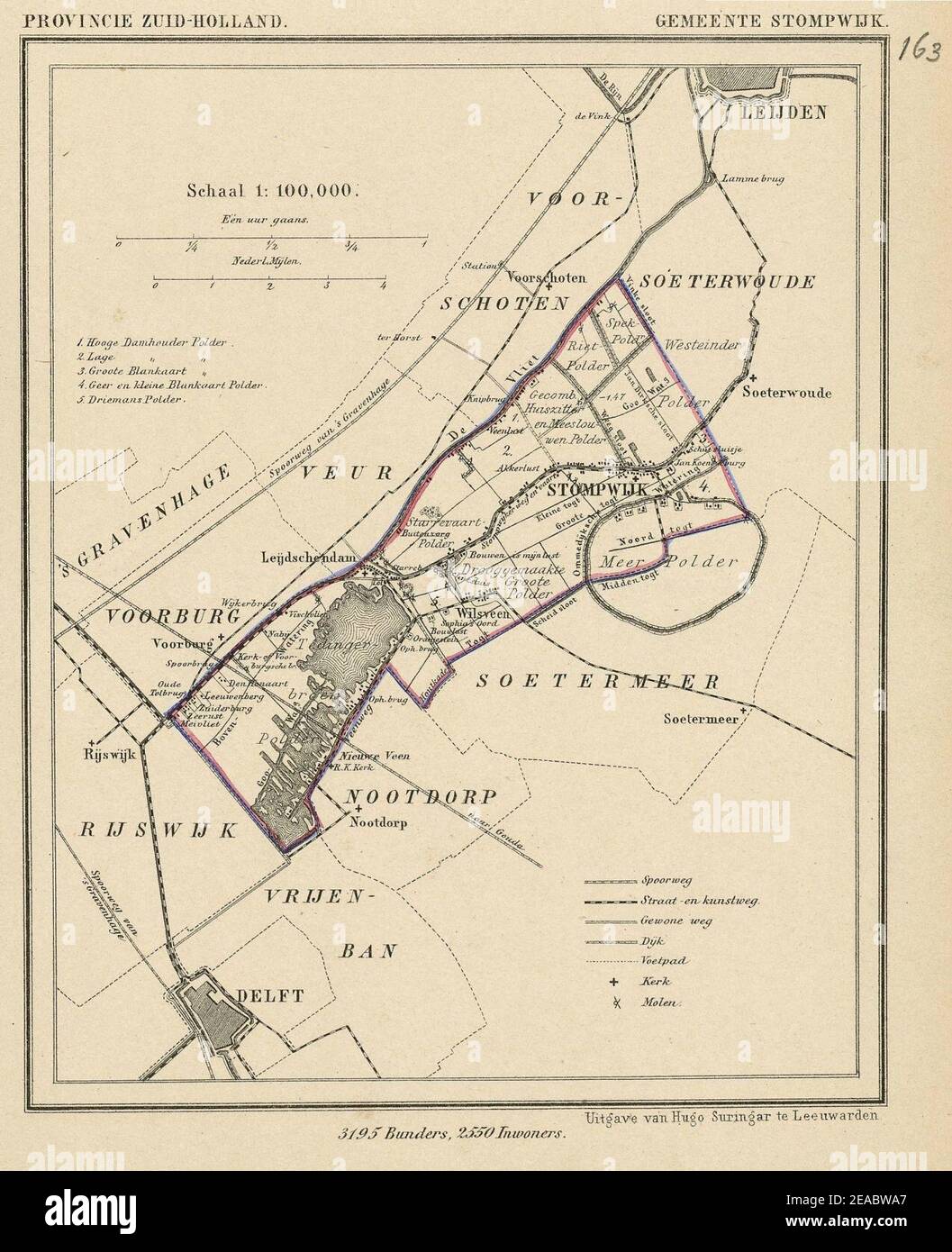 Netherlands, Stompwijk, map, around 1865-1870 Stock Photo - Alamy