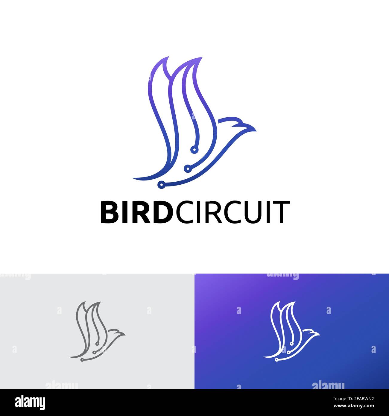 Bird Flying Circuit Computer Technology Logo Template Stock Vector ...