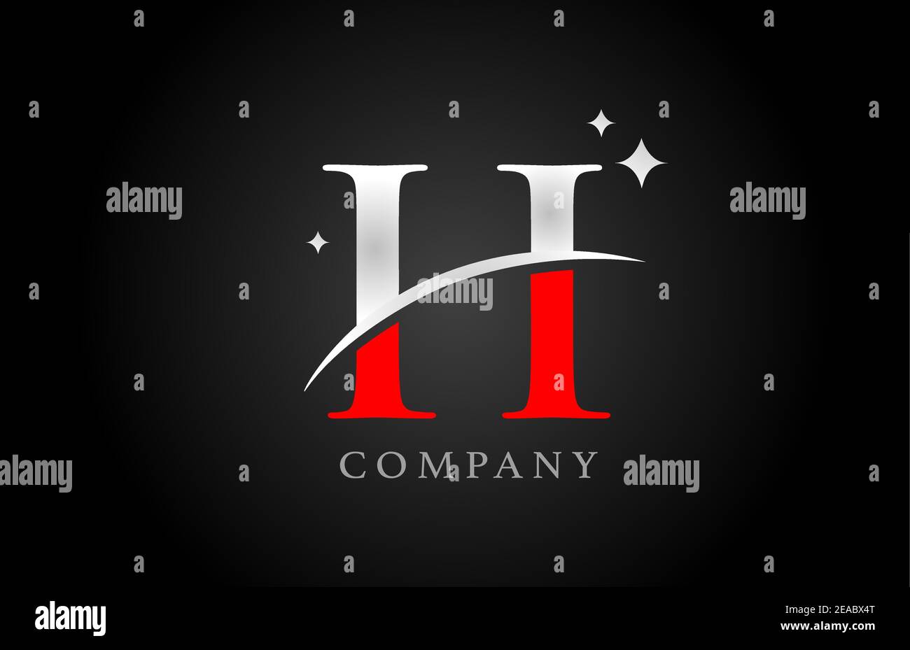 H alphabet letter logo for company and corporate in black red and white ...