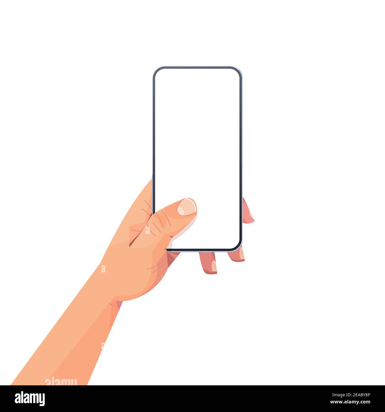human hand holding smartphone with blank touch screen using mobile ...