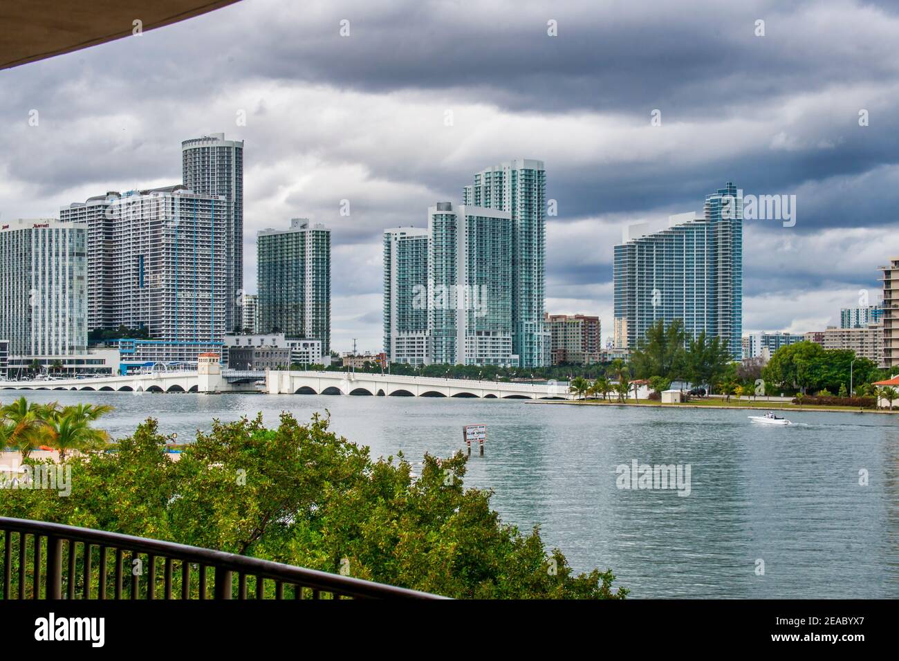 The first bridge of Venetian Causeway seen from a walkway at Jungle ...