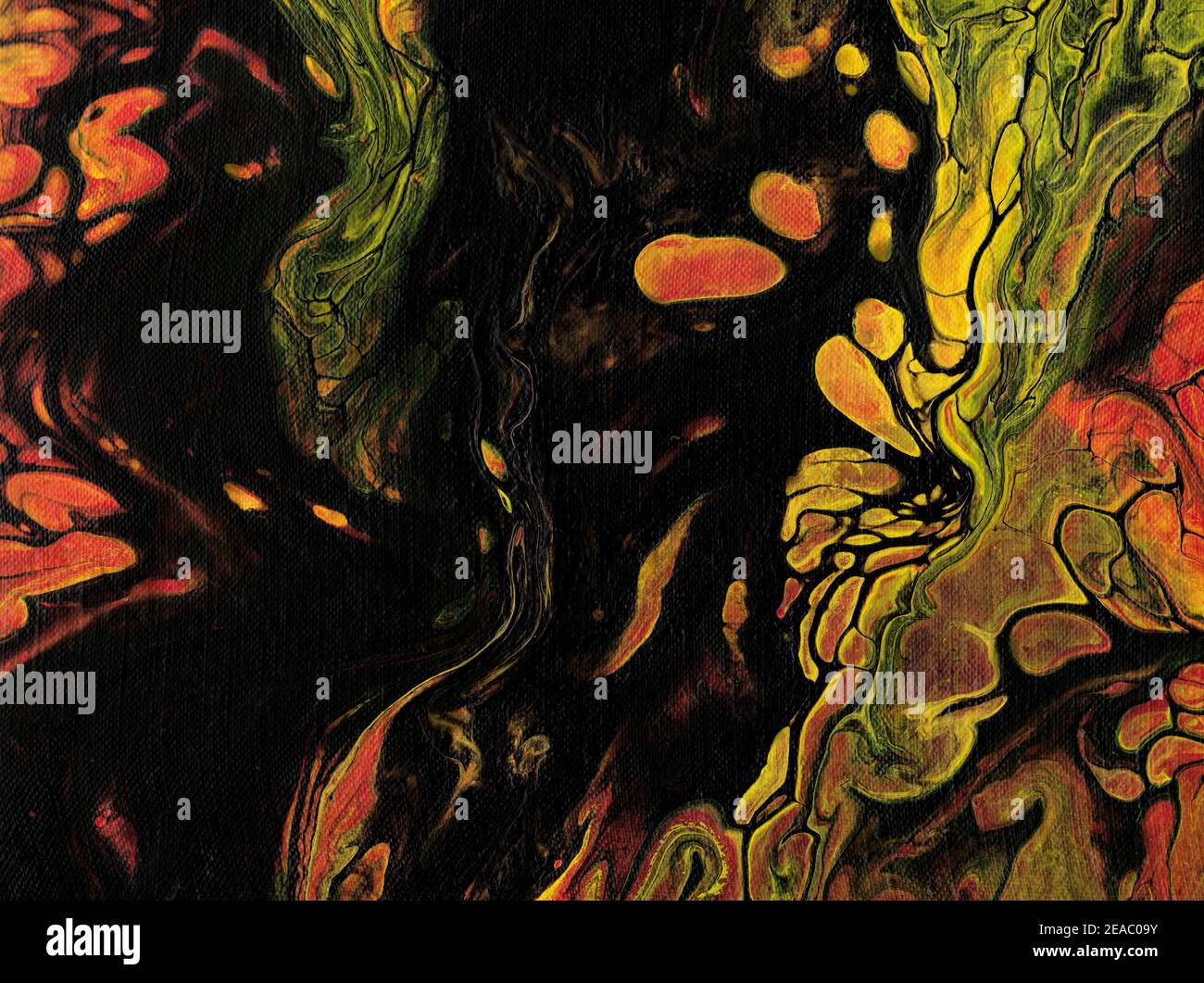 Hand painted marble liquid texture in black, red an yellow color Stock ...