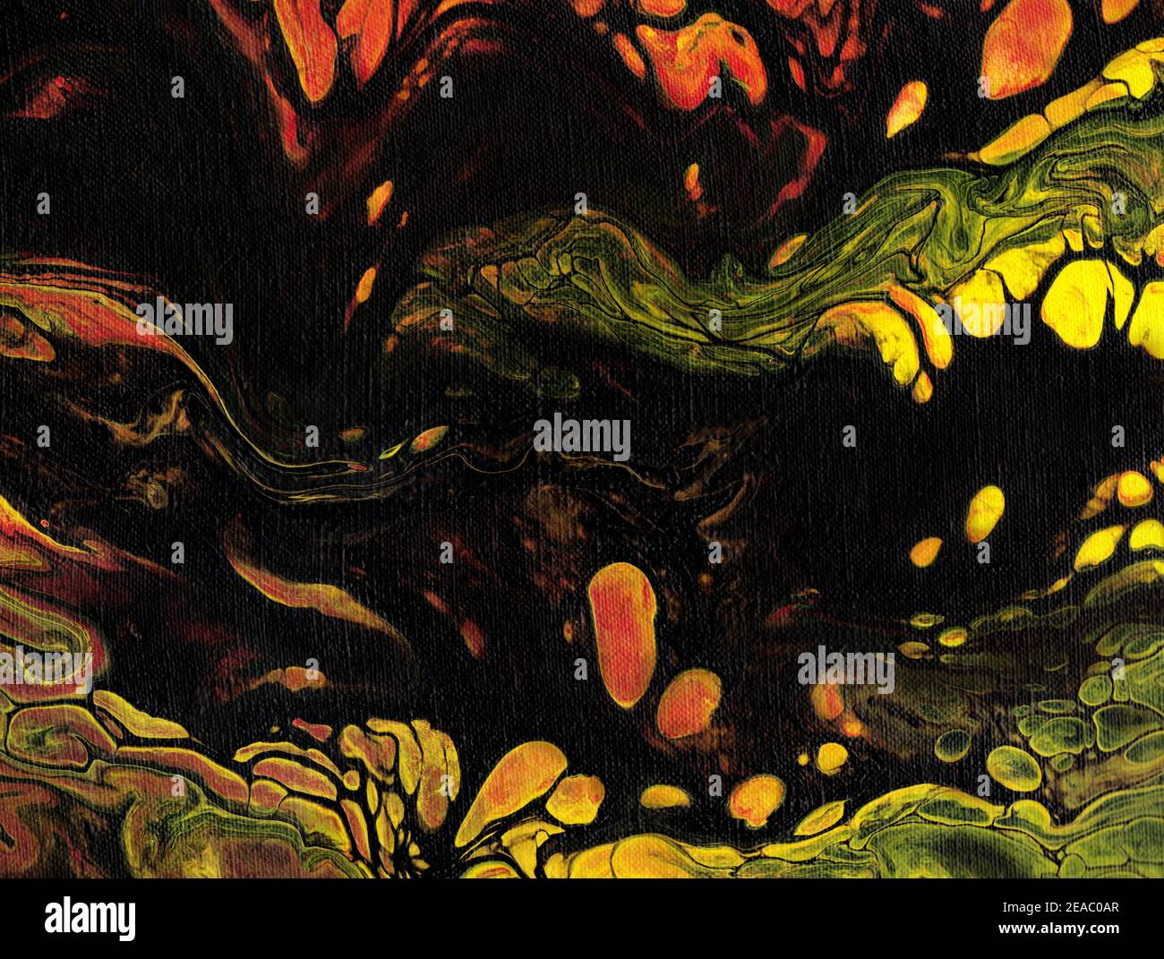 Hand painted marble liquid texture in black, red an yellow color Stock ...