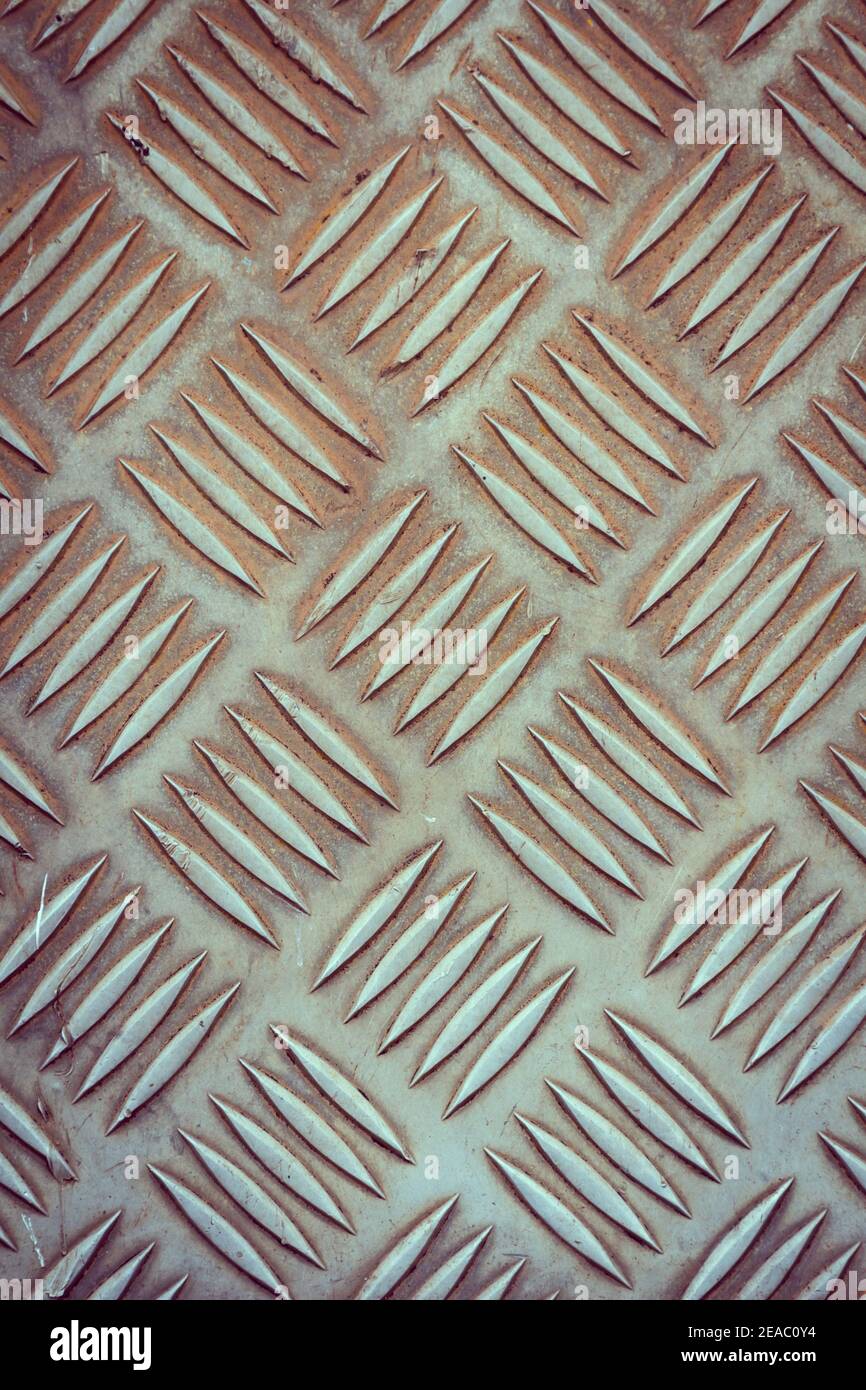 Old stainless steel floor plate texture Stock Photo - Alamy