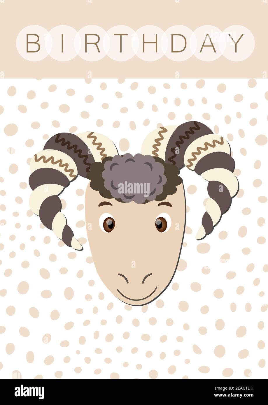Colorful cute vector sheep face on dotted background. Cartoon flat ...