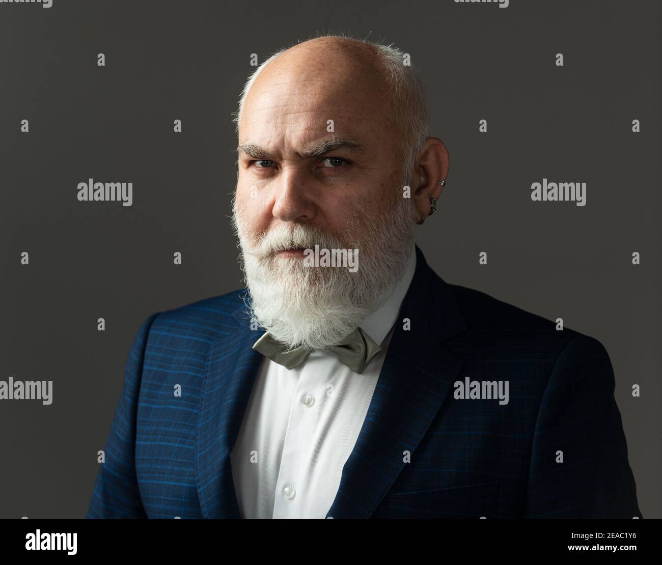 Serious Senior Man. Bearded middle-aged man with a serious expression ...