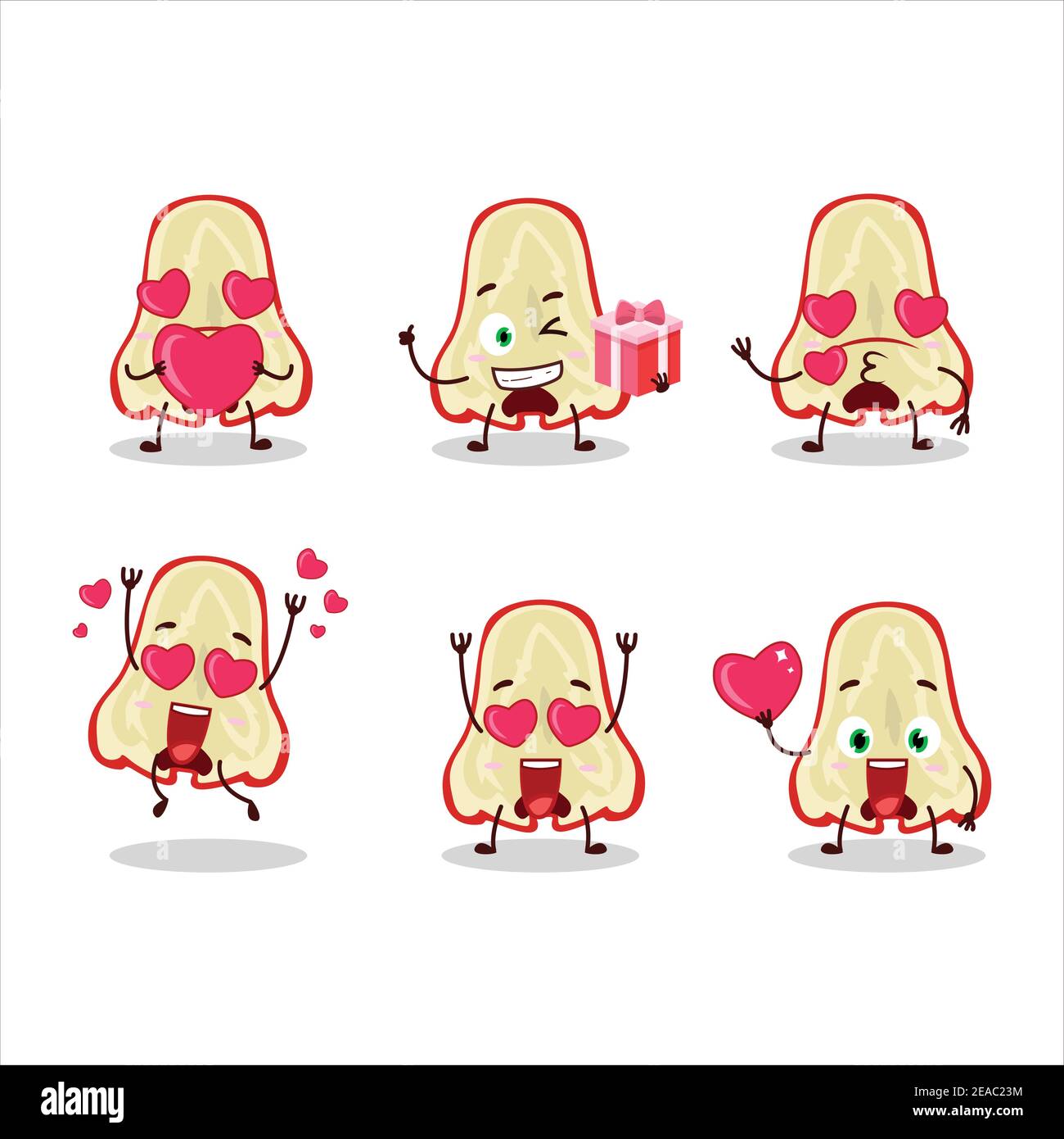 Slice of watter apple cartoon character with love cute emoticon. Vector ...