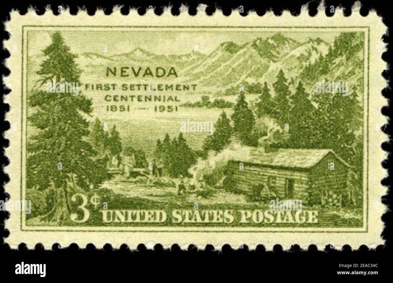 Nevada Centennial 1951 U.S. stamp.1 Stock Photo - Alamy