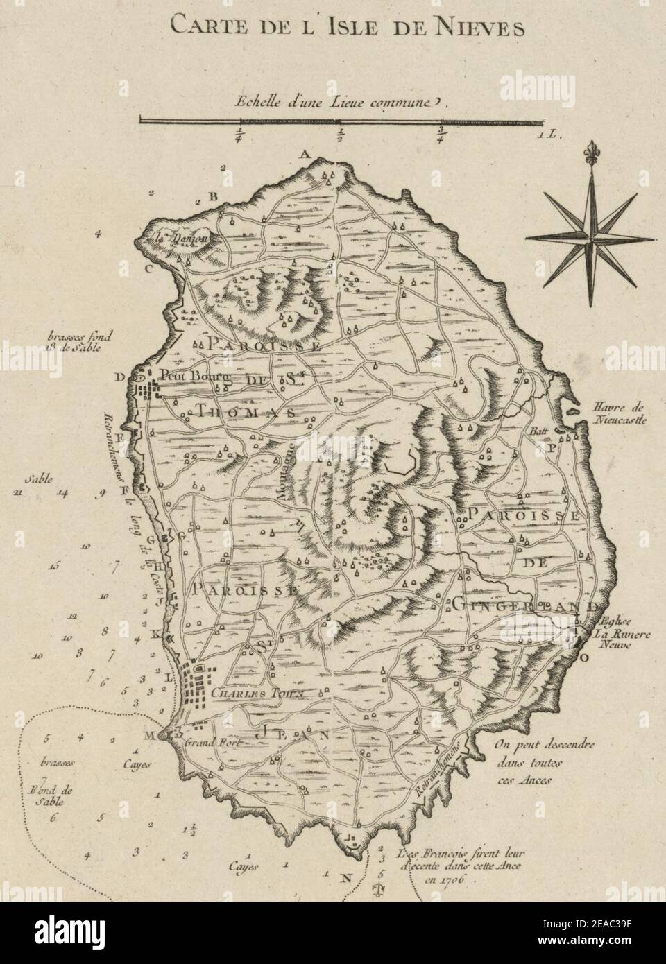 Nevis historical map - 01 Stock Photo - Alamy