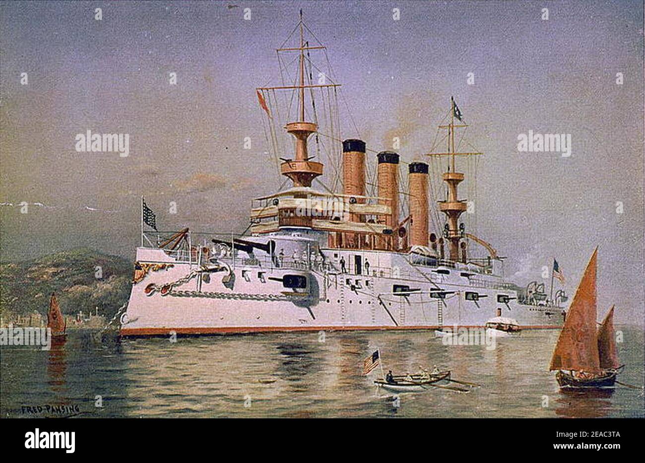 New battleship Maine, building at Cramp Works, Philadelphia - Fred ...