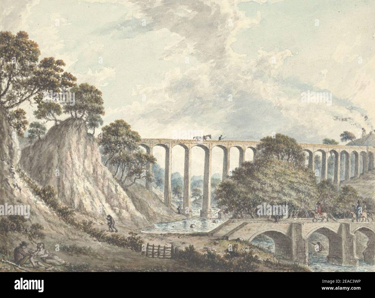 New bridge & aquaduct, Rhiwabon, c. 1795 Stock Photo - Alamy