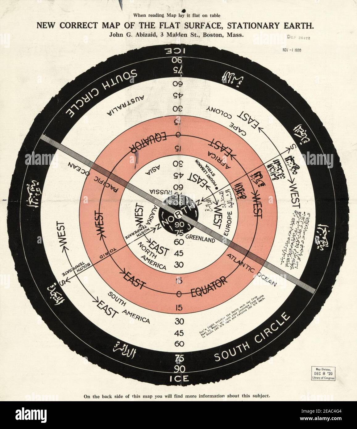 New correct map of the flat surface, stationary earth Stock Photo - Alamy