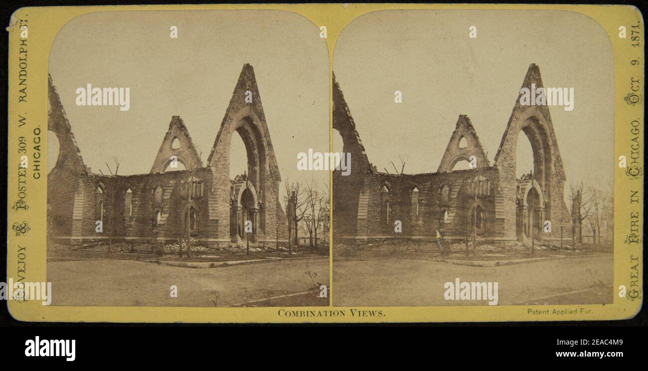 New England Church after the fire, Chicago, 1871 Stock Photo - Alamy