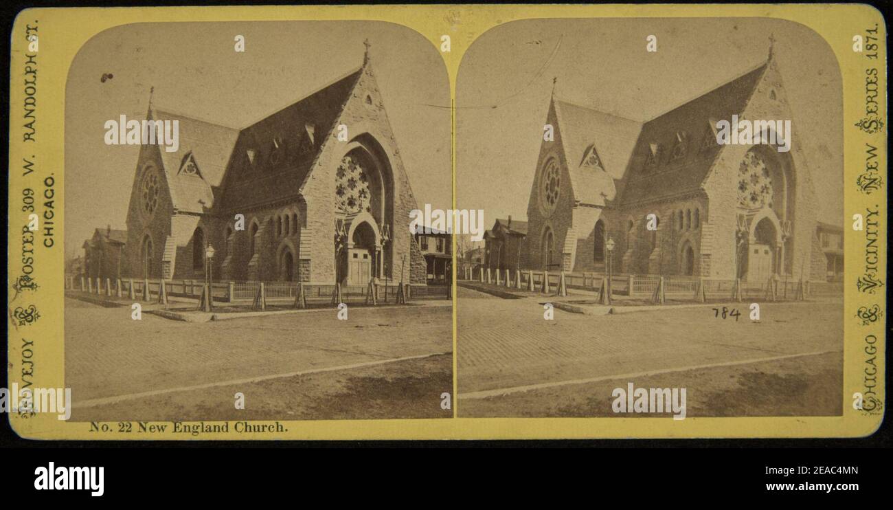New England Church before the fire, Chicago, circa 1871 Stock Photo - Alamy