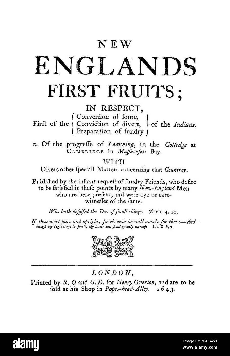 New Englands First Fruits 1643 Stock Photo - Alamy