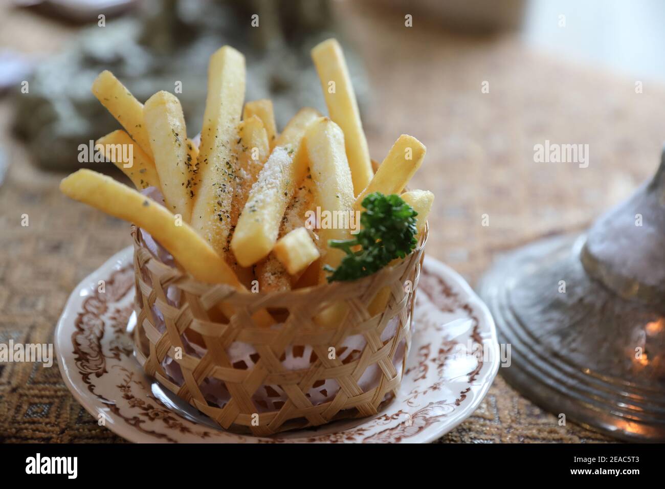 French fries in basket Stock Photo - Alamy