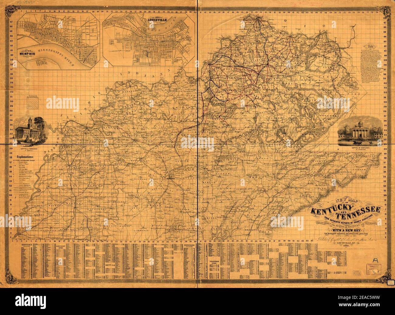 New map of Kentucky and Tennessee from authentic reports of county ...