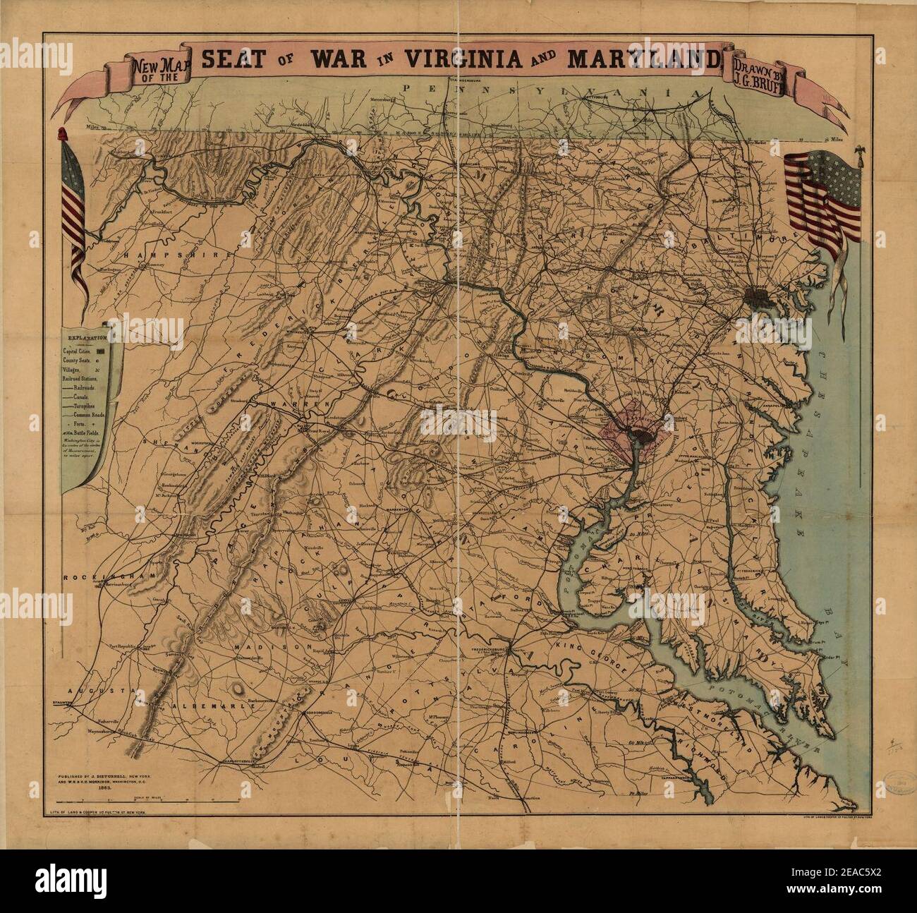 New map of the seat of war in Virginia and Maryland Stock Photo - Alamy
