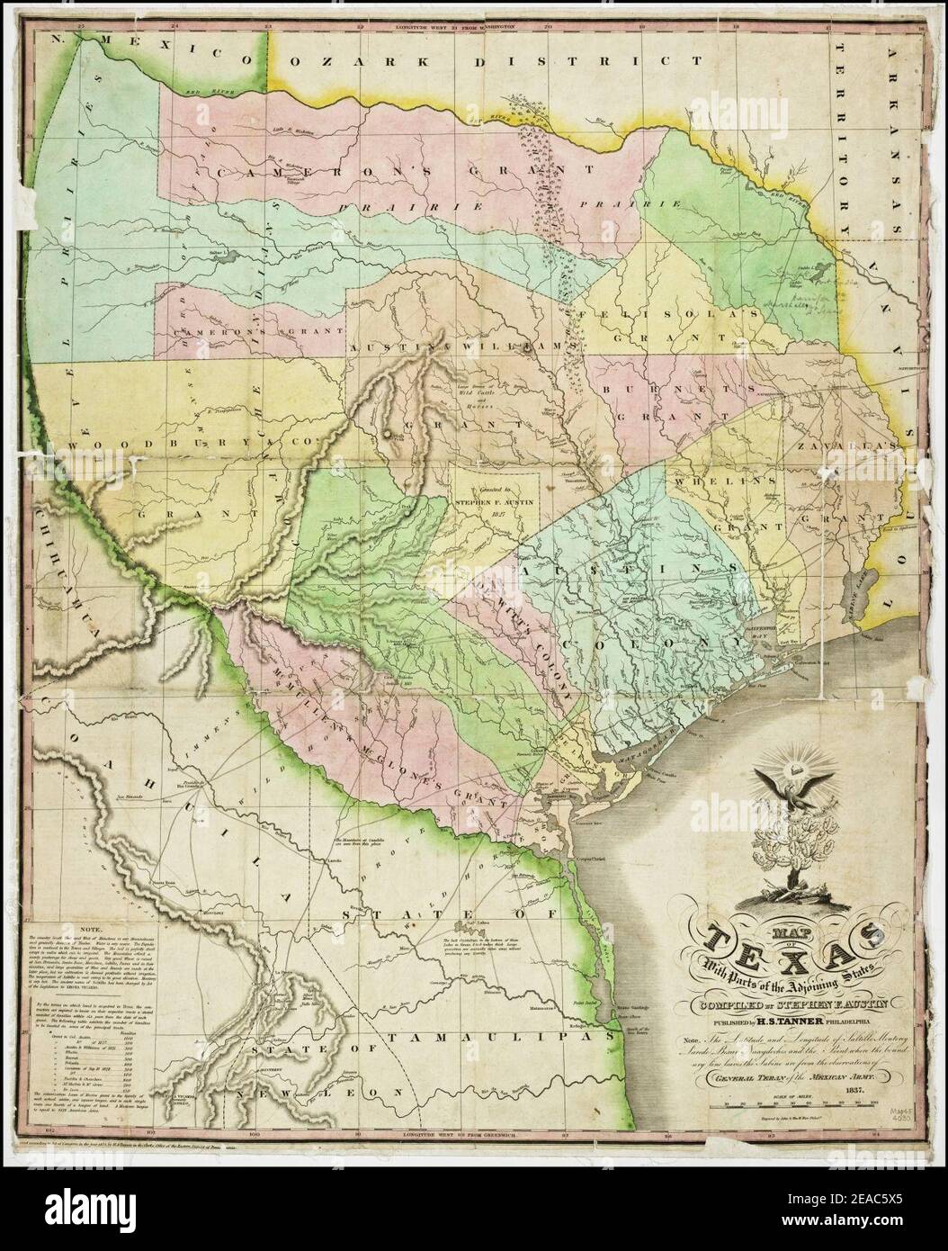 New map of the state of Texas, as it is in 1874 Stock Photo - Alamy