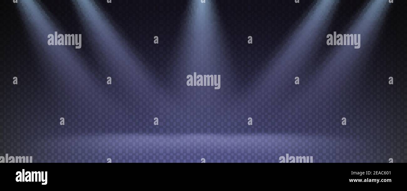 Rays of light on transparent checkered background. Template of theater ...