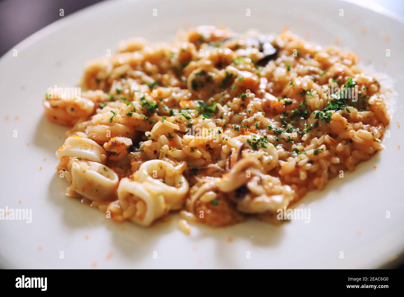 Risotto chicken mushrooms on table hi-res stock photography and images ...
