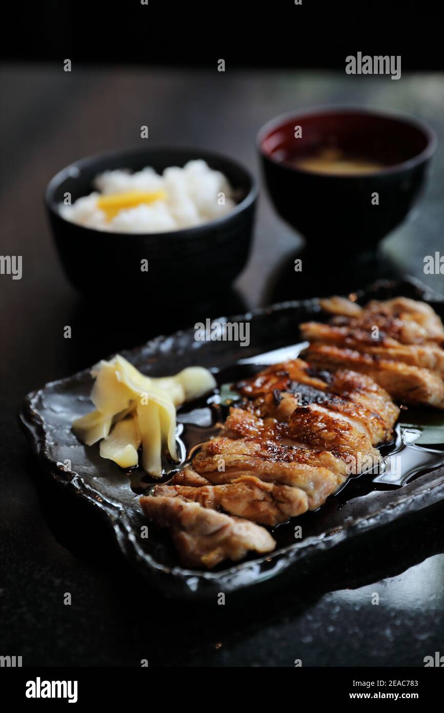 japanese food , Chicken teriyoki with rice Stock Photo - Alamy