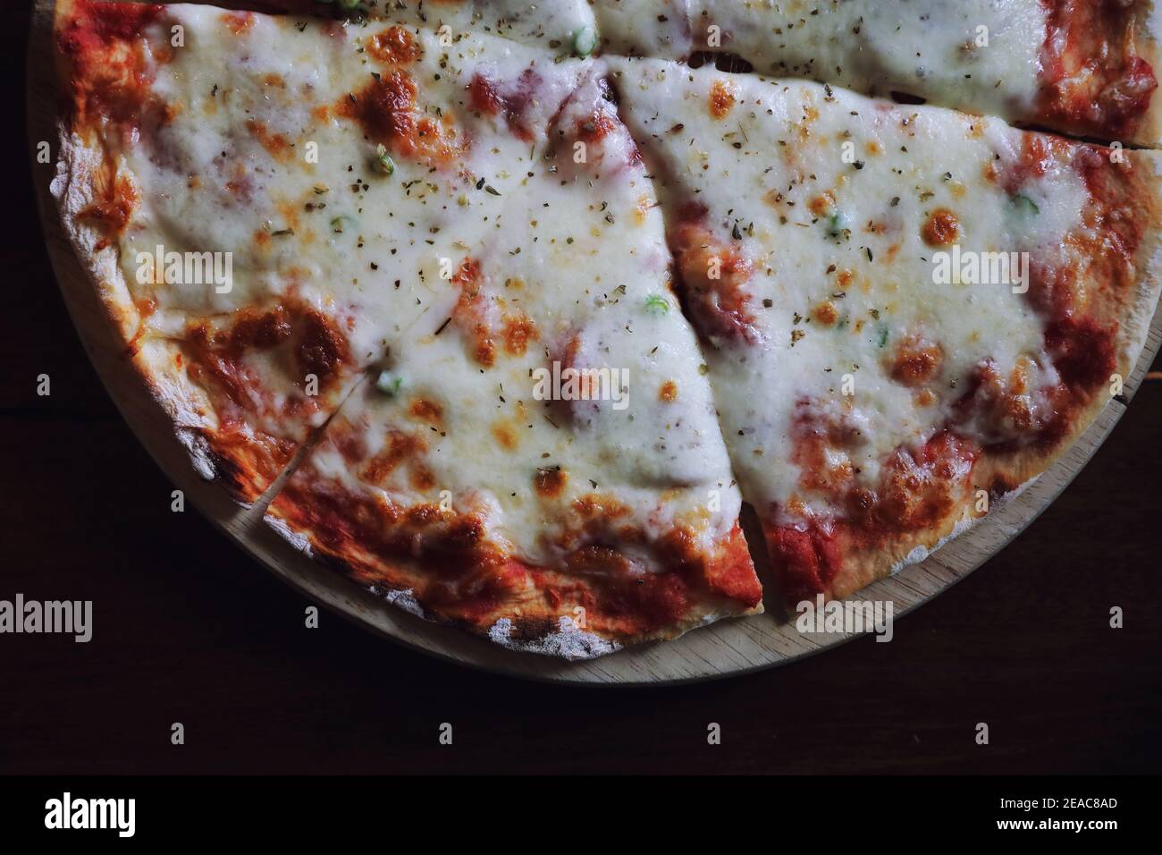 Pepperoni pizza on wood background , italian food traditional Stock ...