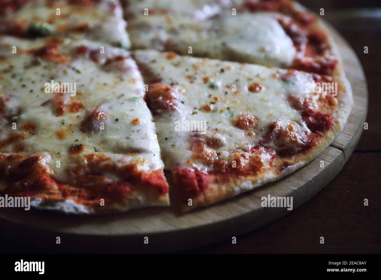 Pepperoni pizza on wood background , italian food traditional Stock ...