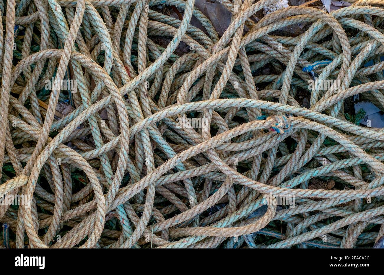 the messy pile of hemp rope Stock Photo - Alamy