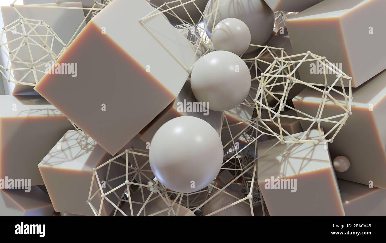 Geometric objects with wireframe hi-res stock photography and images ...