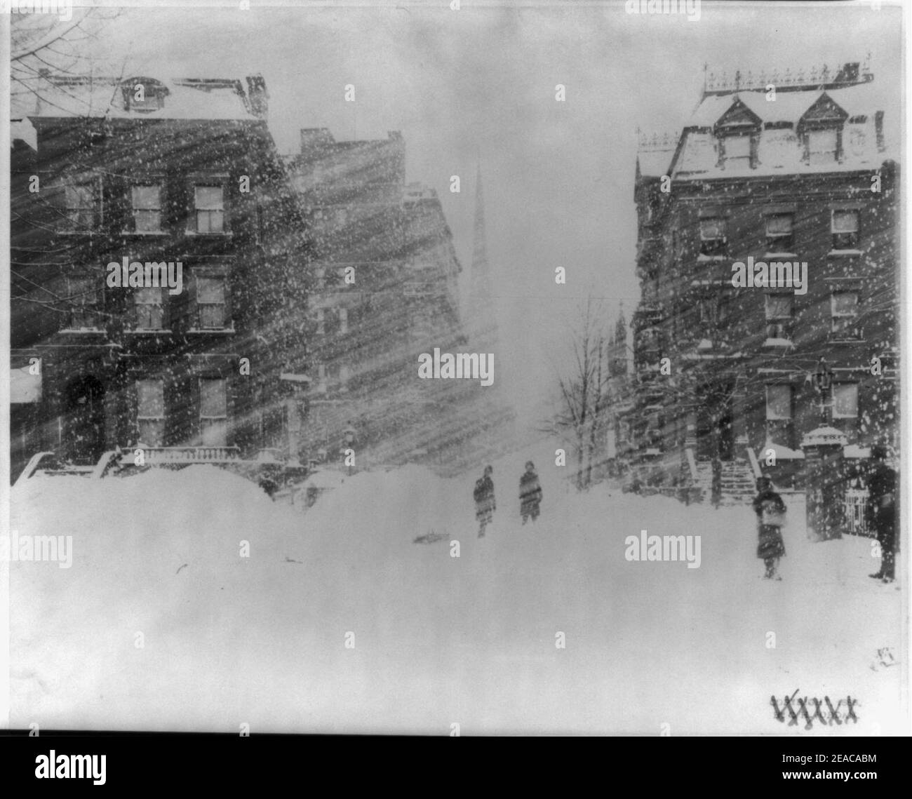 New York City. Blizzard of 1888- street scene during blizzard Stock ...