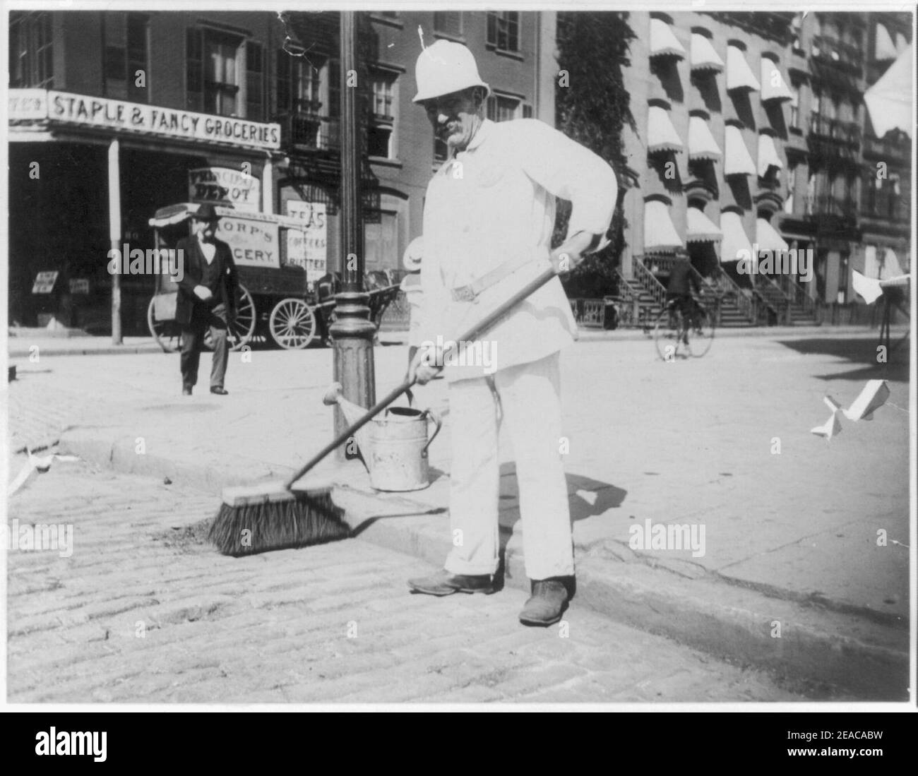 New York City)- Street sweeper and broom Stock Photo - Alamy