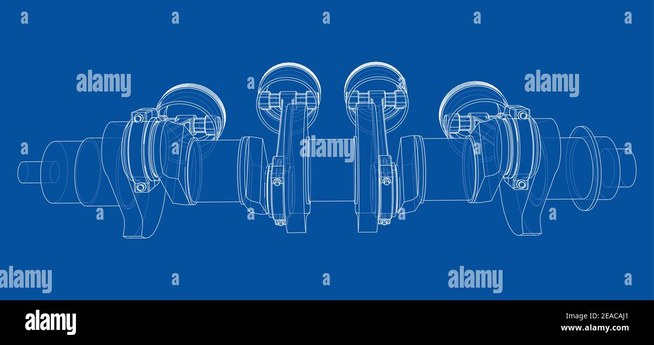 Engine crankshaft with pistons outline. Vector Stock Vector Image & Art ...