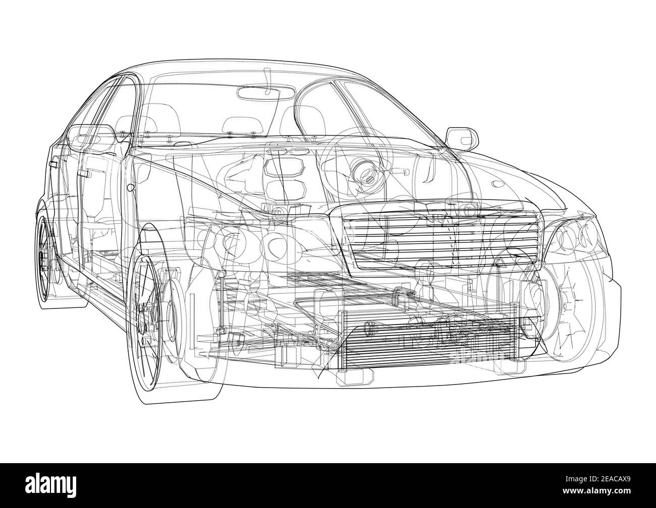 Electric Car With Chassis. Vector rendering of 3d Stock Vector Image ...