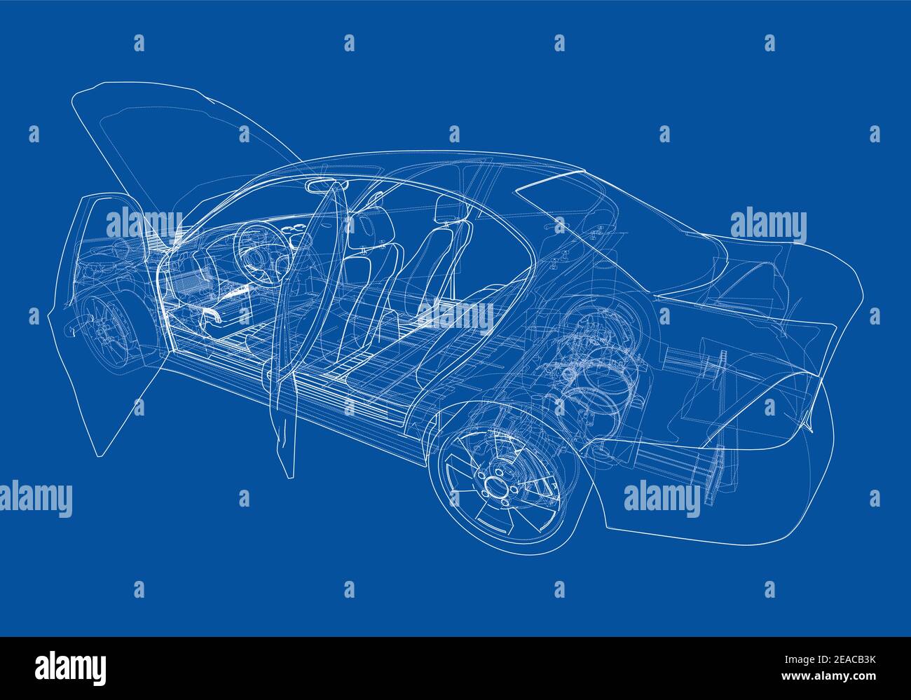 Electric Car With Chassis. Vector rendering of 3d Stock Vector Image ...
