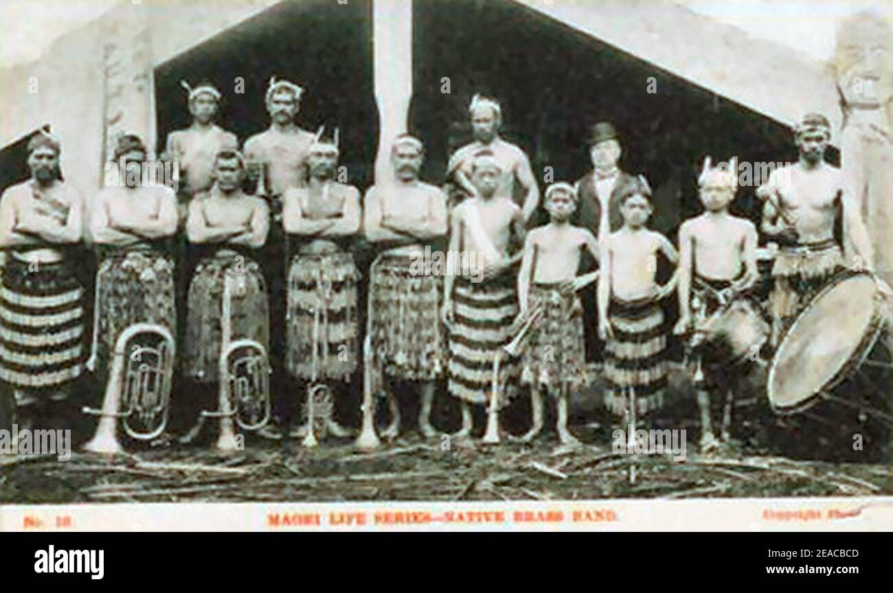 New Zealand. Maori Brass Band, 1908 Stock Photo - Alamy