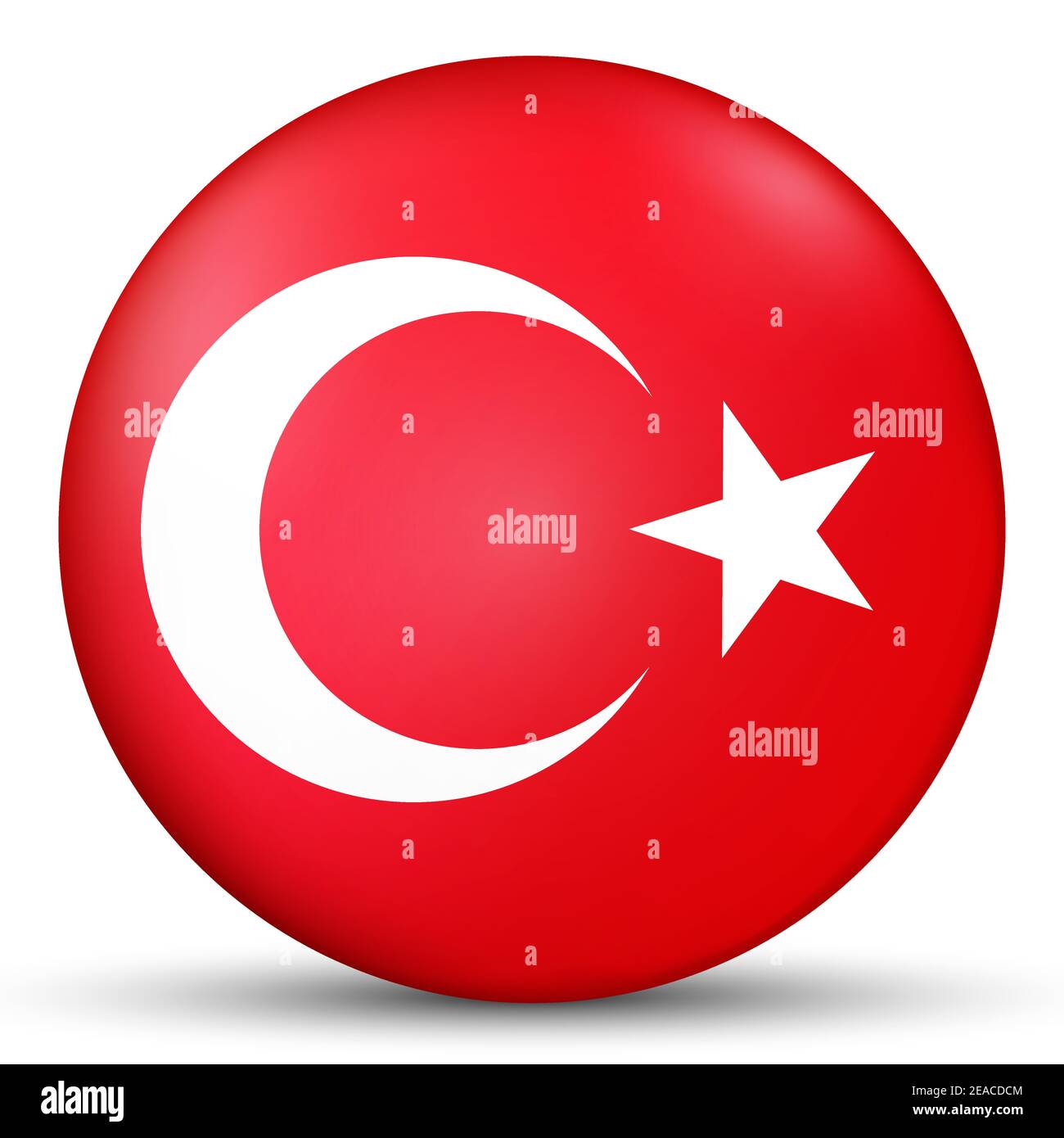 Glass light ball with flag of Turkey. Round sphere, template icon ...