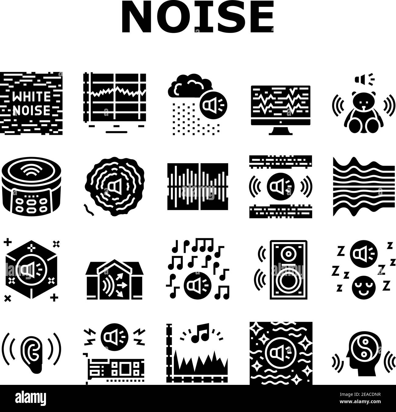 White Noise Hearing Collection Icons Set Vector Stock Vector Image & Art - Alamy