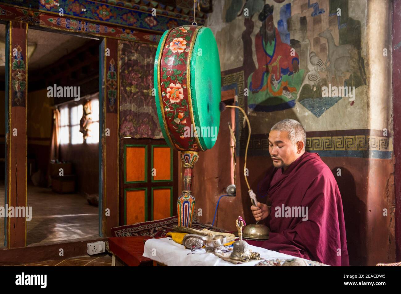 the monastery Rizong Gompa, puja, portrait Stock Photo - Alamy